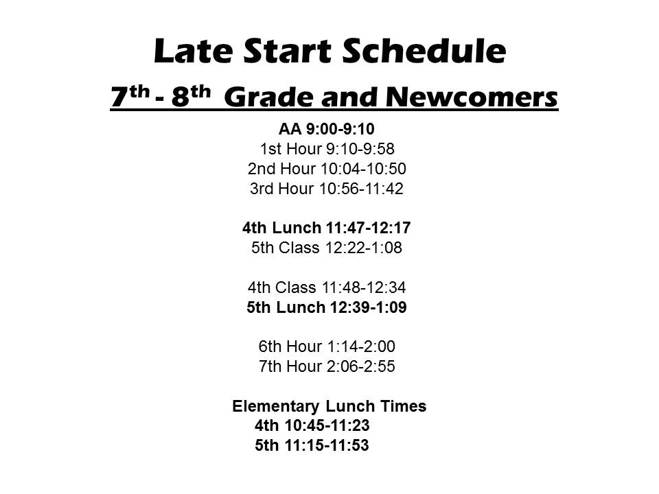 Late Start Schedule – Salina Intermediate School